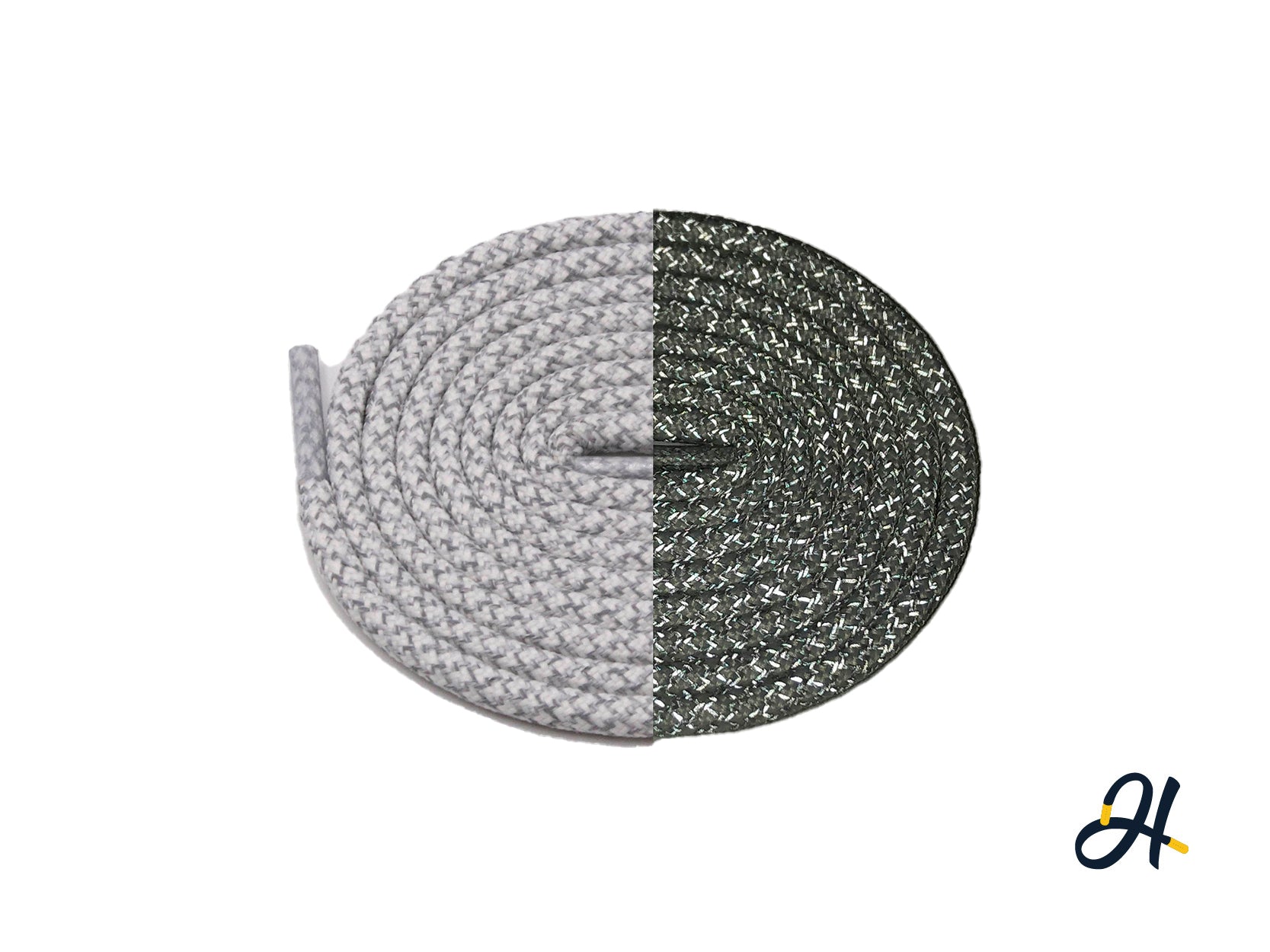 Rope Reflective Laces- White/Grey – heftedlaces