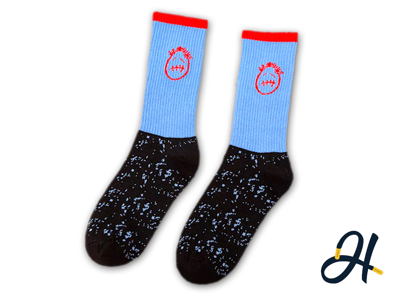 "CJ FACES" Blue Socks – heftedlaces